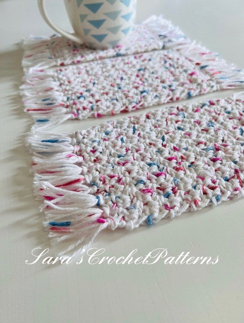 PDF crochet pattern, rectangular mug rug crochet pattern, beginners fr ...