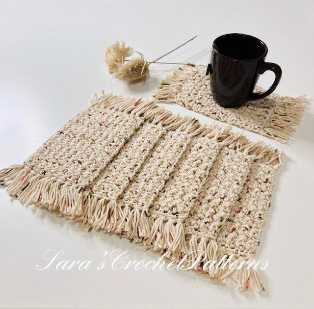 PDF crochet pattern, rectangular mug rug crochet pattern, beginners fr ...